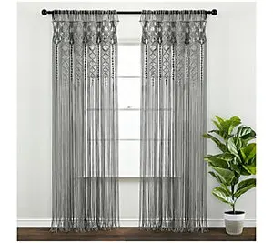 LUSH DECOR Boho Macrame Textured 40' X 84' Window Panel By - One-color