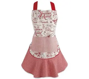DESIGN IMPORTS Vintage Christmas Ruffle Apron - One-color