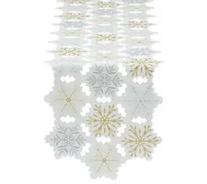 DESIGN IMPORTS Snowflake Embroidered Table Runn Er 14' X 54 - One-color