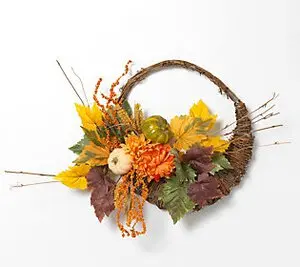 GERSON INTERNATIONAL 20' Diameter Cornucopia Wreath With Pumpkins Gerson Co - One-color
