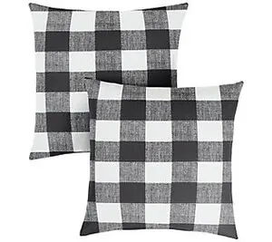 WILLOW SHORE Set Of 2 Indoor/outdoor Buffalo Plaid Square Pi Llows - One-color
