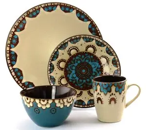ELAMA Clay Hart 16-piece Round Stoneware Dinner Ware Set
