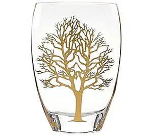 BADASH CRYSTAL Crystal Gold Tree Of Life Mouth Blown 12 Crystal Vase - One-color