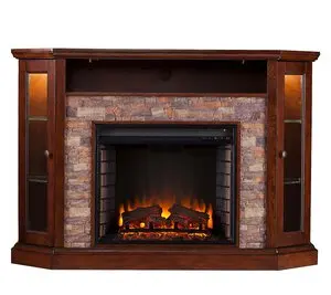 QVC Redden Corner Convertible Electric Media Firepl Ace - One-color
