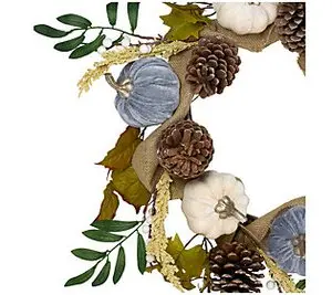 NORTHLIGHT Pumpkins Foliage Grapevine Thanksgiv Ing Wreath 24