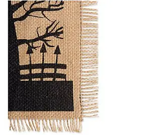 DESIGN IMPORTS 14x113' Haunted House Burlap Tab Le Runner