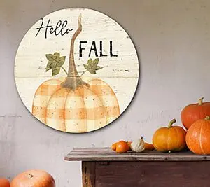 COURTSIDE MARKET Hellofall Plaid Pumpkin 15x15 Ircular Panel