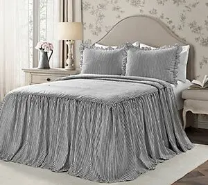 LUSH DECOR Ticking Stripe 3-piece Queen Bedspread Set L Ush Decor - One-color