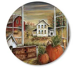 COURTSIDE MARKET Plant Faith Harvest Love 12x12 Circular Panel - One-color