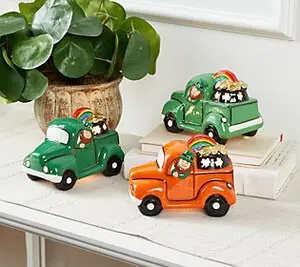 MR. LUCKY Mini Set Of 3 Lit Nostalgic Pick Up Trucks - One-color