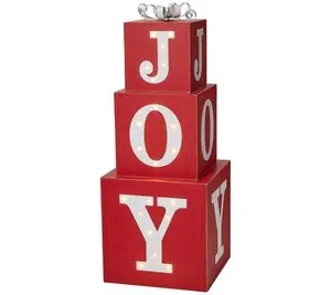 GLITZHOME 32'h Joy Stackable Nesting Christmas Oxes