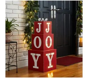 GLITZHOME 32'h Joy Stackable Nesting Christmas Oxes