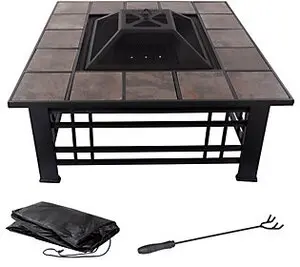 PURE GARDEN 32' Square Tile Fire Pit - One-color
