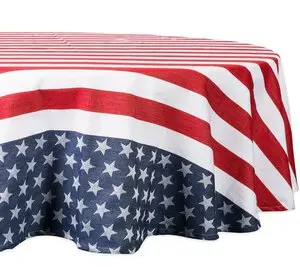 DESIGN IMPORTS Stars & Stripes Flag Tablecloth Round - One-color