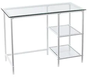 QVC Southern Enterprises Layton Metal/glass Student Desk White - One-color