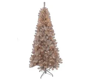 PULEO INTERNATIONAL 6.5' Rose Gold Tinsel Artificial Christmas Tree - One-color