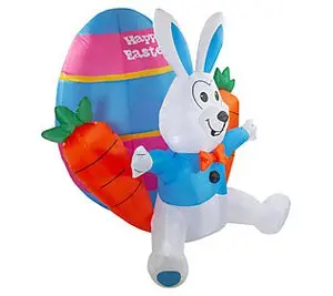 NORTHLIGHT 4' Outdoor Inflatable Lighted Easter Bunny With Carrots