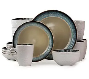 ELAMA Modern Dot 16-piece Stoneware Dinnerware Set - One-color