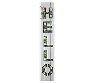 YOUNG'S INC. Young's Wood Artificial Plant Hello Door Leaner /wall Sign - One-color