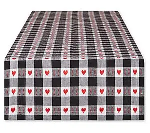 DESIGN IMPORTS 14' X 108' Hearts Dobby Check Ta Ble Runner - One-color