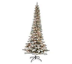 SANTA'S WORKSHOP 7.5' Flocked Pencil Tree With 250 Lights San Ta's Workshop - One-color