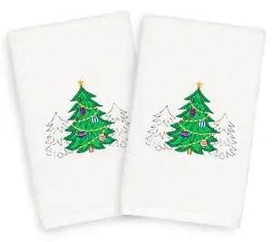 LINUM HOME TEXTILES Christmas Three Trees 2-pie Ce Hand Towels - One-color