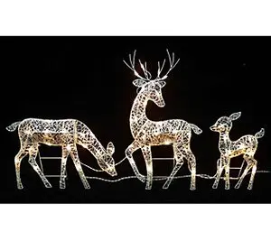 NORTHLIGHT Set-3 White Glittered Doe Fawn And Er