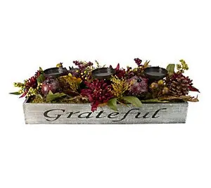 NORTHLIGHT 24' Harvest Candleholder In 'gratefu L' Wooden Box - One-color