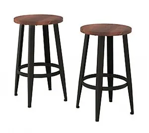 HASTINGS HOME 24' Metal Barstools With Wood H Astings Home - One-color