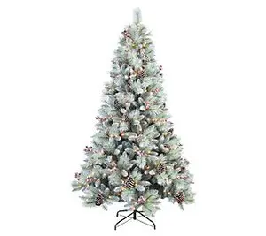 SANTA'S WORKSHOP 7' Glitter Mixed Pine Tree With 400 Lights S Anta's Worksho - One-color