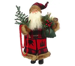 SANTA'S WORKSHOP 18' Bufflao Plaid Black Bear Santa Santa's W Orkshop - One-color
