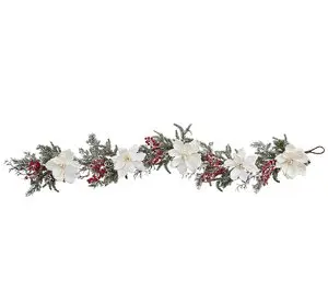 NEARLY NATURAL 60' Frosted Magnolia & Berry Garland Nearly Tural - One-color