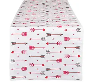 DESIGN IMPORTS 14' X 72' Hearts & Arrow Print T Able Runner - One-color