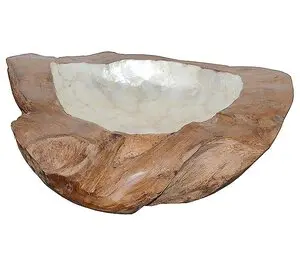 R. NEST Decorative Teak Bowl With Pearl Center - One-color