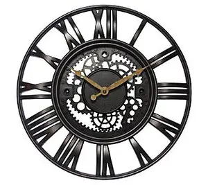 INFINITY Instruments Roman Gear Silver 15' Wall Clock - One-color