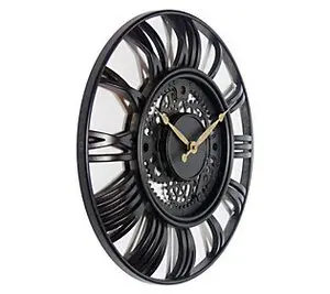 INFINITY Instruments Roman Gear Silver 15' Wall Clock