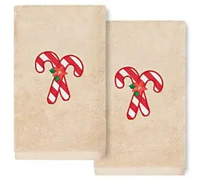 LINUM HOME TEXTILES Christmas Candy Canes 2-pie Ce Hand Towels - One-color