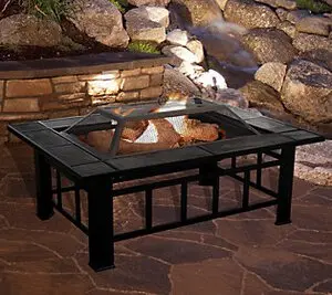 PURE GARDEN 37' Rectangular Tile Fire Pit W/ Co Ver