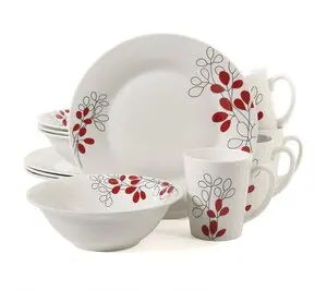 Gibson Home Scarlet Leaves 12 Pc Dinnerware Set