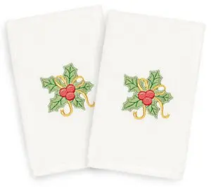 LINUM HOME TEXTILES Christmas Holly Bunch 2-pie Ce Hand Towels - One-color