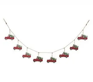 GLITZHOME Christmas Metal Truck W/ Tree Hanging Garland - One-color