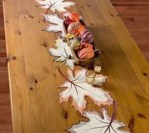 DESIGN IMPORTS Embroidered Maple Leaves Table R Unner