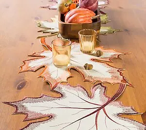 DESIGN IMPORTS Embroidered Maple Leaves Table R Unner