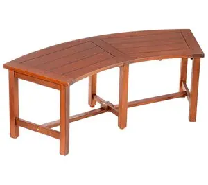 EVERGREEN Curved Eucalyptus Slat Bench By - One-color