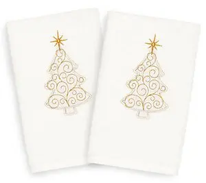 LINUM HOME TEXTILES Christmas Scroll Tree 2-pie Ce Hand Towels - One-color