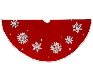 GERSON INTERNATIONAL 48-in D Velvet Pom Pom Snowflake Tree Skirt Erson Co - One-color