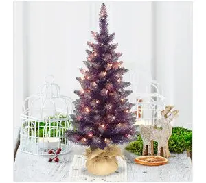 PULEO INTERNATIONAL 3' Prelit Purple Artificial Christmas Tree
