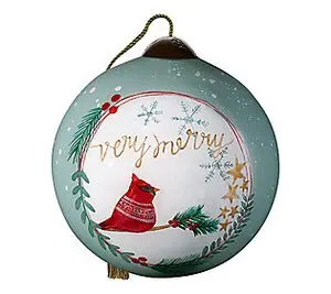NE'QWA Cardinal With Merry Message Ornament - One-color
