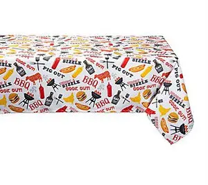 DESIGN IMPORTS Bbq Fun Print Outdoor Tablecloth 60' X 120 - One-color