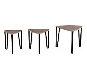 LAVISH HOME Nesting Tables-set Of 3, Modern Woo Dgrain Look - One-color